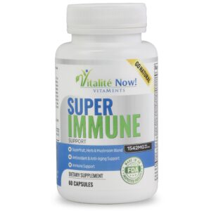 super wellness immune booster - quercetin immunity support, 25 vitamins, herbs, superfoods, mushrooms - vitamins c & e - selenium - turmeric - immune defense supplement - 60 capsules