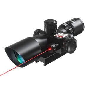 pinty 2.5-10x40 red green illuminated mil-dot tactical rifle scope with red laser combo - green lens color