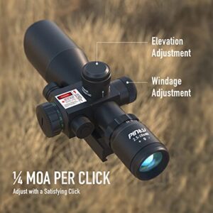 Pinty 2.5-10x40 Red Green Illuminated Mil-dot Tactical Rifle Scope with Red Laser Combo - Green Lens Color