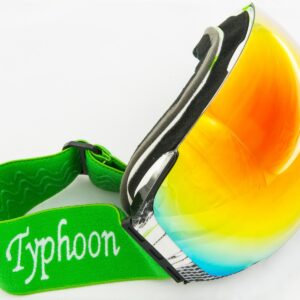 Typhoon Sports Magnetic Lens Ski Snowboard Anti-Fog Goggles (Green White w/Red & Yellow)