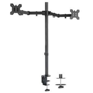 vivo dual monitor stand up desk mount extra tall 39 inch pole, fully adjustable stand for up to 27 inch screens, black, stand-v012