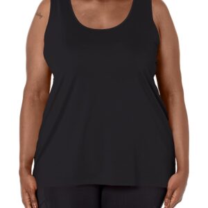 JUST MY SIZE womens Cooldri Performance Scoopneck Tank Top Shirt, Black, 1X US