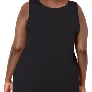 JUST MY SIZE womens Cooldri Performance Scoopneck Tank Top Shirt, Black, 1X US