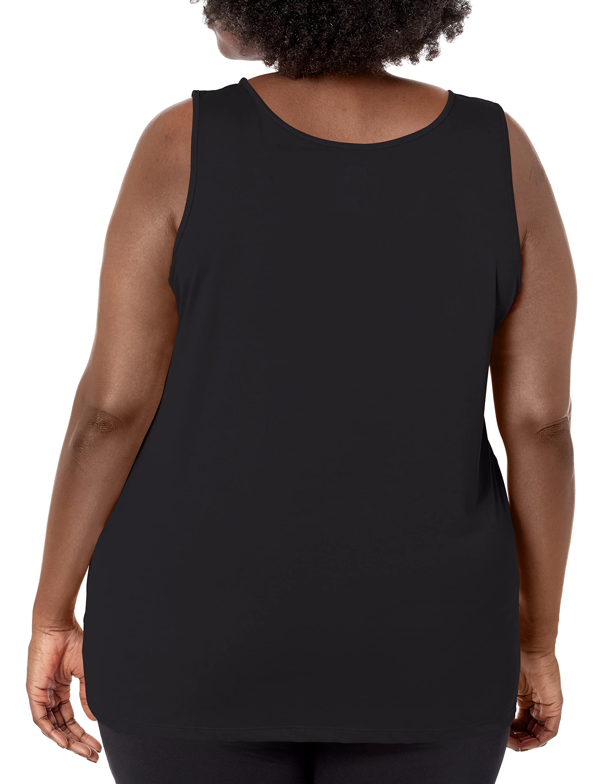 JUST MY SIZE womens Cooldri Performance Scoopneck Tank Top Shirt, Black, 1X US