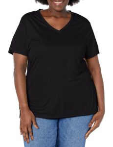 just my size womens cool dri v-neck shirt, black, 2x us