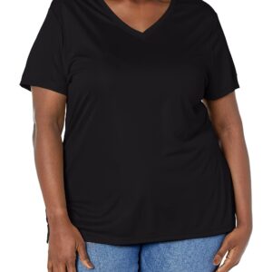 JUST MY SIZE womens Cool Dri V-neck Shirt, Black, 2X US