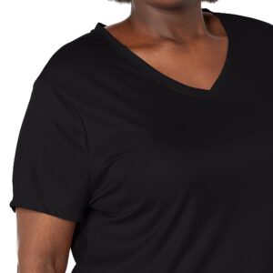 JUST MY SIZE womens Cool Dri V-neck Shirt, Black, 2X US