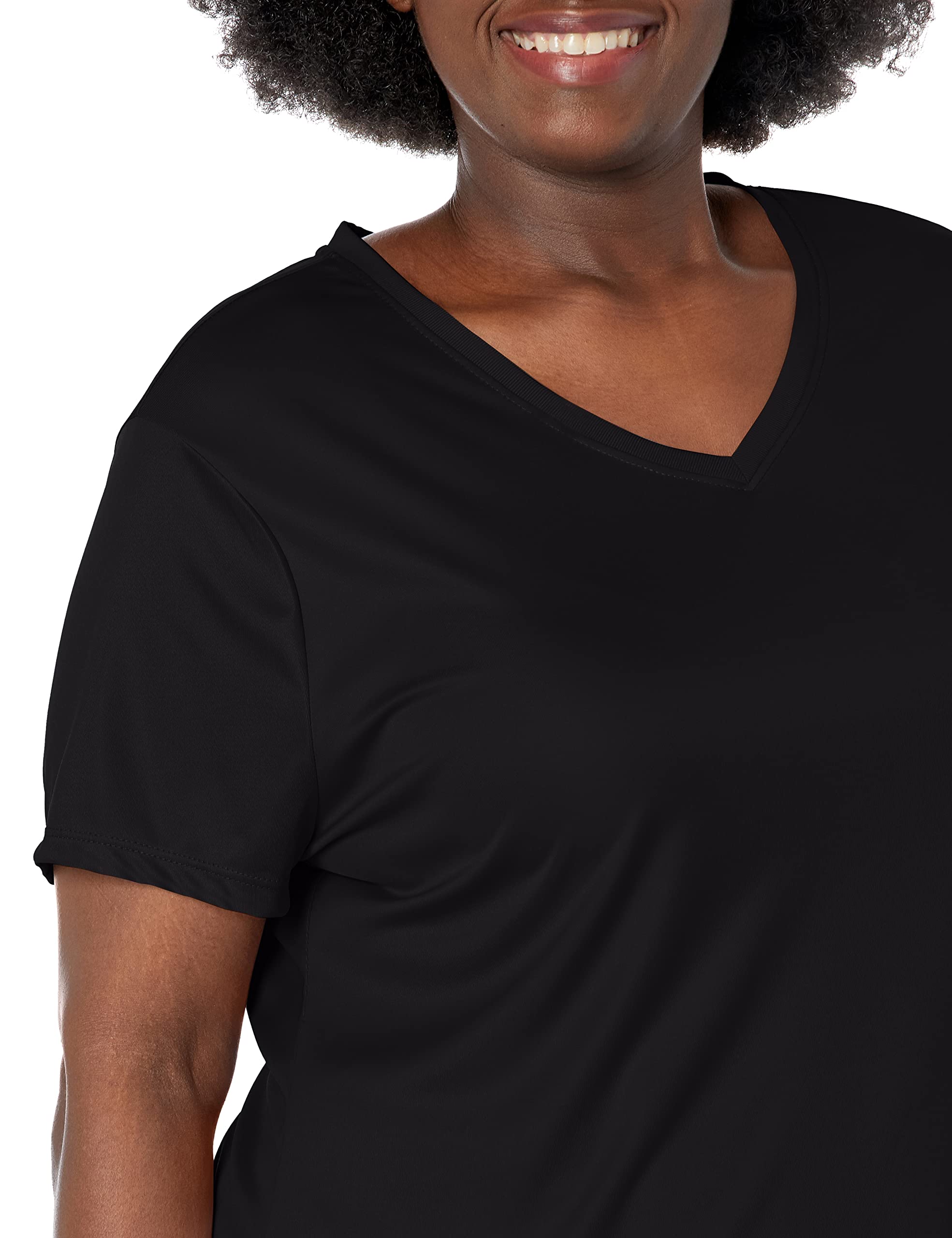 JUST MY SIZE womens Cool Dri V-neck Shirt, Black, 2X US