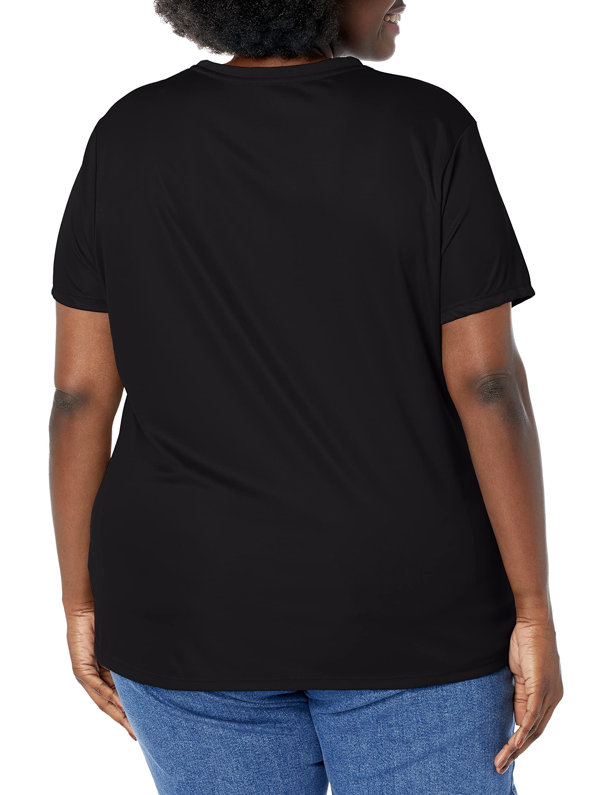 JUST MY SIZE womens Cool Dri V-neck Shirt, Black, 2X US