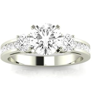 1.96 carat t.w. round shape/center silver channel set 3 three stone cz engagement ring