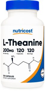 nutricost l-theanine 200mg, 120 capsules, double strength - non-gmo, gluten free