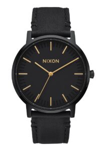 nixon porter leather a1058-1031 black leather men’s watch 40mm