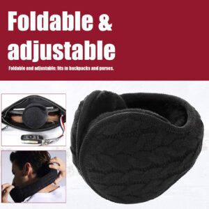 Metog Unisex Foldable Ear Warmers knits Winter EarMuffs Black