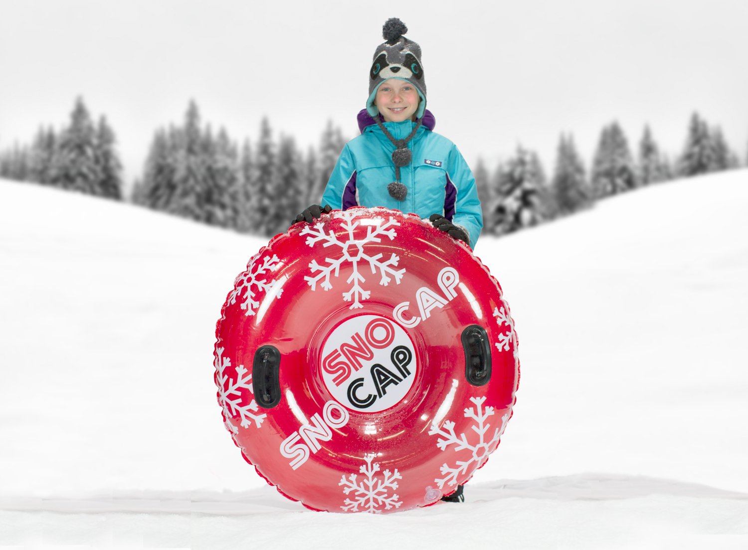 Poolmaster SNO Cap Inflatable Snow Tube and Snow Sled with Handles