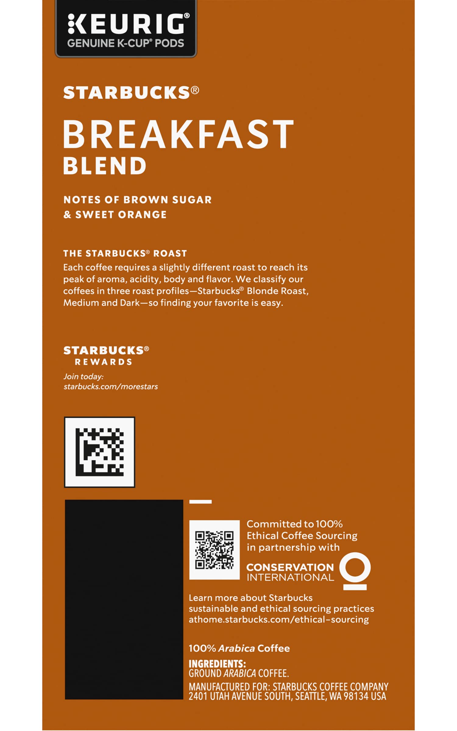 Starbucks Breakfast Blend Coffee K-Cups,24 K-Cups count,(0.44 OZ each)