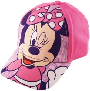 disney little baseball cap, minnie mouse adjustable girl hats for kids ages 4-7, pink