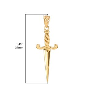 10k Yellow Gold 1-1/2" Polished Twisted Dagger Knife Charm Pendant