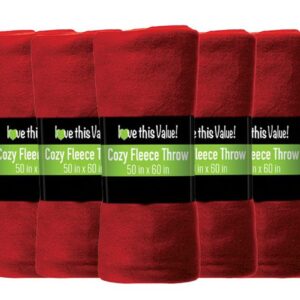 Imperial Home 24 Pack Wholesale Soft Cozy Fleece Blankets - 50" x 60" Comfy Throw Blankets (Red)