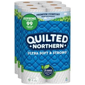 quilted northern ultra soft & strong toilet paper, 24 supreme rolls = 99 regular rolls, 2-ply bath tissue,8 count (pack of 3)