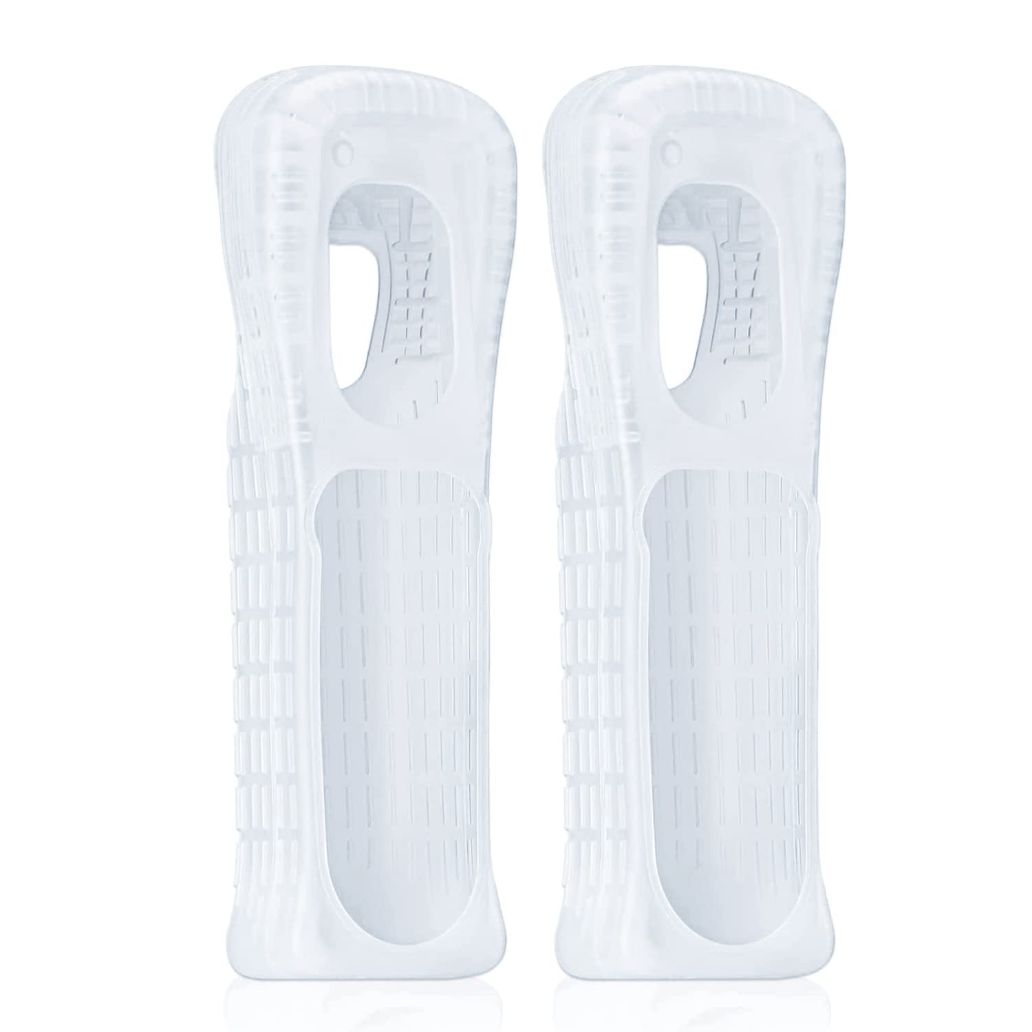 Jadebones 2X White Silicone Skin Case Cover with Wrist Strap for Wii Remote Controller