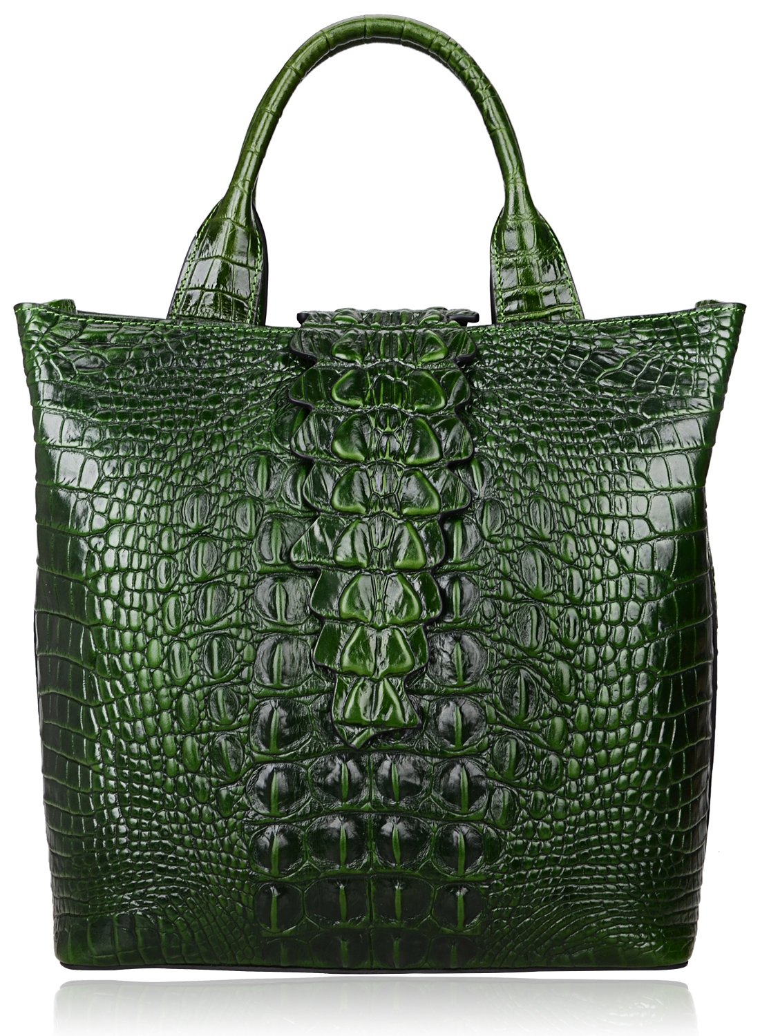 PIJUSHI Designer Top Handle Satchel Handbags for Women Crocodile Handbag and Purse Leather Tote Bags (6061 Green)