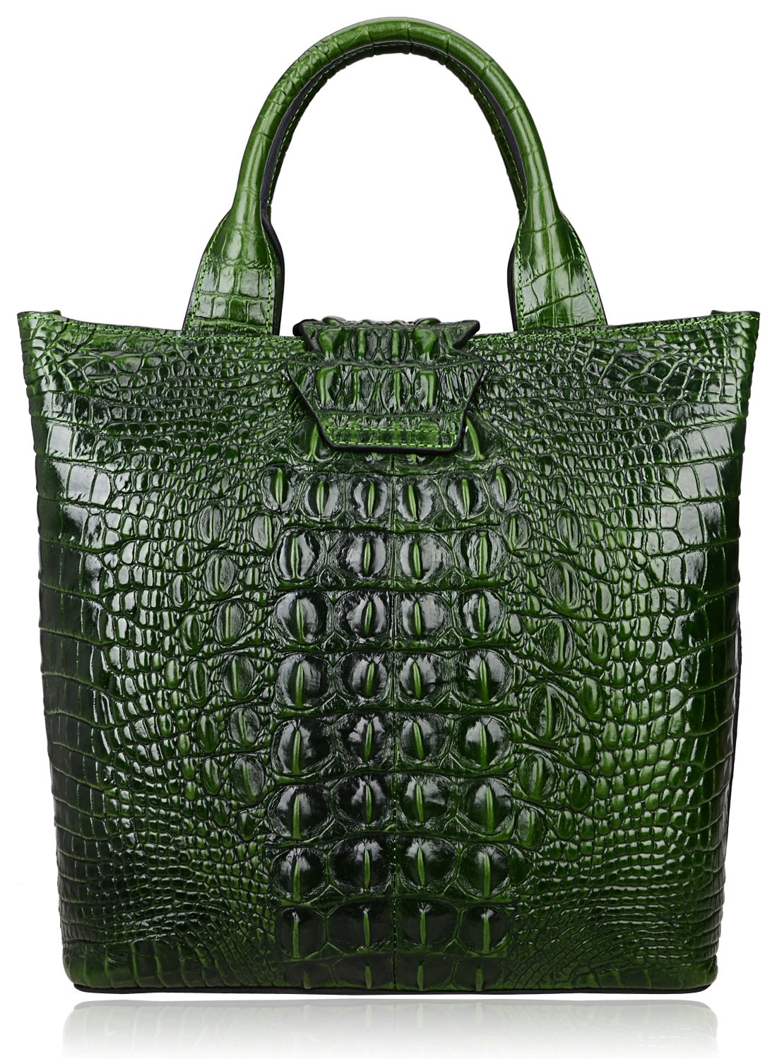 PIJUSHI Designer Top Handle Satchel Handbags for Women Crocodile Handbag and Purse Leather Tote Bags (6061 Green)