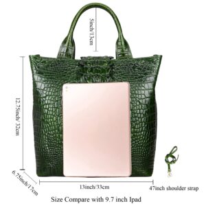 PIJUSHI Designer Top Handle Satchel Handbags for Women Crocodile Handbag and Purse Leather Tote Bags (6061 Green)