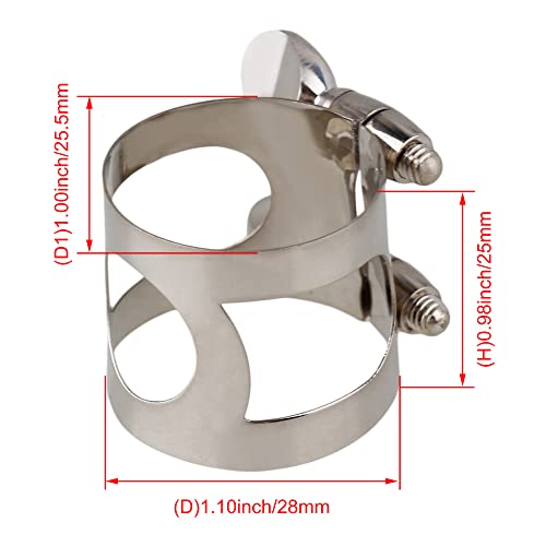 Yibuy Clarinet Ligature Silver Clarinet Mouthpiece Ligature with Adjustable Screws