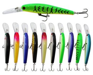 10pcs fishing lures hard bait minnow deep diving swimbait walleye lures topwater lures bait for bass trout pike freshwater saltwater lures kit