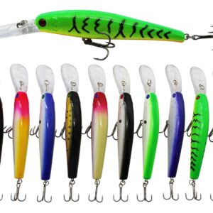 10pcs Fishing Lures Hard Bait Minnow Deep Diving Swimbait Walleye Lures Topwater Lures Bait for Bass Trout Pike Freshwater Saltwater Lures Kit