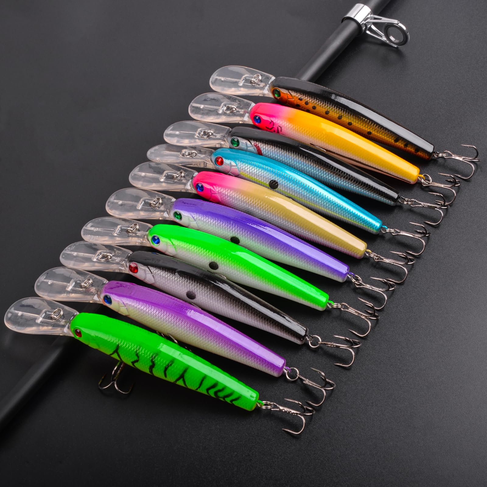 10pcs Fishing Lures Hard Bait Minnow Deep Diving Swimbait Walleye Lures Topwater Lures Bait for Bass Trout Pike Freshwater Saltwater Lures Kit