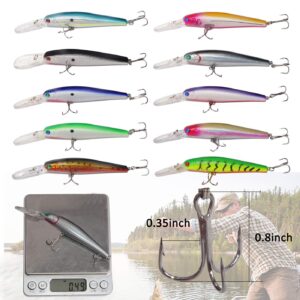 10pcs Fishing Lures Hard Bait Minnow Deep Diving Swimbait Walleye Lures Topwater Lures Bait for Bass Trout Pike Freshwater Saltwater Lures Kit