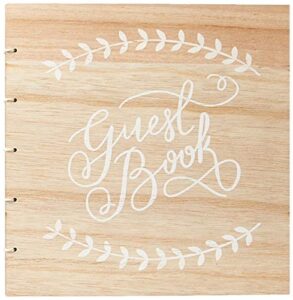 ginger ray wooden wedding guestbook with white script font, 32 page, boho