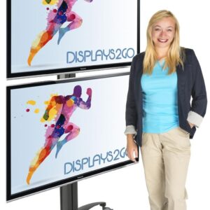 Displays2go LPGP36WB2 Dual TV Stand, Single Sided, for 30-60 Inch Flat Screen Monitors, Camera Tray