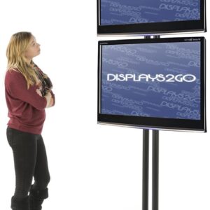 Displays2go DSTAND2BK Heavy Duty TV Stand for Dual HDTV Mounts, 32-70 Inch, Stationary