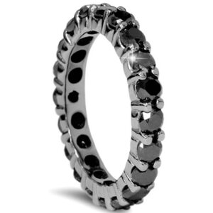 2 ct black diamond eternity ring 10k black gold - size 7.5