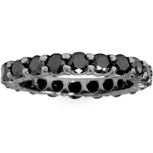 2 CT Black Diamond Eternity Ring 10K Black Gold - Size 7.5