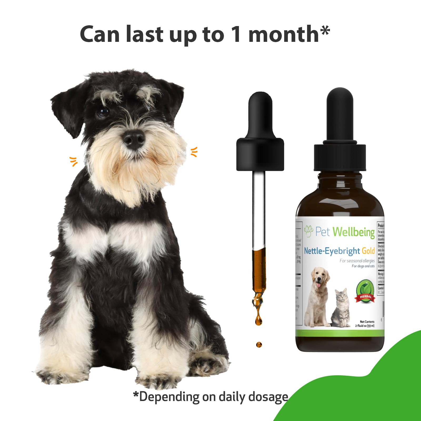 Pet Wellbeing Nettle-Eyebright Gold for Dogs - Vet-Formulated - Seasonal Allergies, Hay Fever, Allergic Rhinitis - Natural Herbal Supplement 2 oz (59 ml)