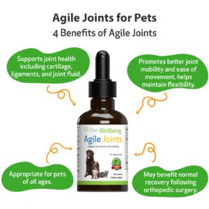 Pet Wellbeing Agile Joints for Dogs - Vet-Formulated - Joint Health, Mobility, Ease of Movement - Natural Herbal Supplement 2 oz (59 ml)