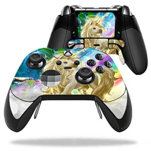 mightyskins skin compatible with microsoft xbox one elite wireless controller case wrap cover sticker skins unicorn