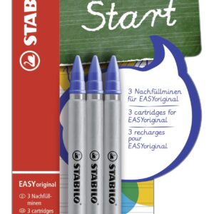 Stabilo EASYoriginal Ergonomic Rollerball Refills – Pack of 3 (Blue Ink Erasable/0.3 mm)