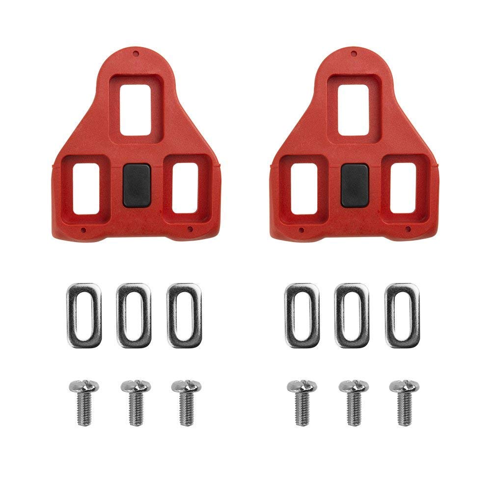 BV Bike Cleats Compatible with Look Delta and Peloton Bike - Adjustable 9 Degree Float System for Ultimate Stability and Power Transfer - Durable Red Metal Cleats for Road and Indoor Cycling Shoes