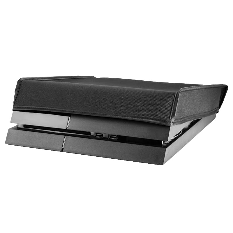 eXtremeRate Black Horizontal Dust Cover for PS4 Console, Soft Neat Lining Dust Guard, Anti Scratch Waterproof Cover Protector Sleeve