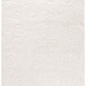 SAFAVIEH Florida Shag Collection Area Rug - 8' x 10', Creme & Creme, Scroll Design, Non-Shedding & Easy Care, 1.2-inch Thick Ideal for High Traffic Areas in Living Room, Bedroom (SG455-1111)