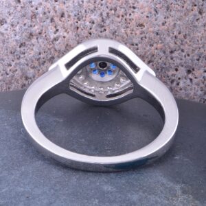 SILVERCLOSEOUT Rhodium Plated Sterling Silver Womens Blue Cz Evil Eye Ring - Size 7