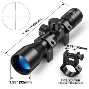 CVLIFE 4x32 Compact Rifle Scope Crosshair Optics Hunting Gun Scope with 20mm Free Mounts