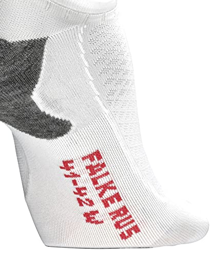 FALKE Women's RU5 Race Invisible Running Socks, No Show, Ultralight Cushion, Athletic, Breathable Quick Dry, Nylon, White (White-Mix 2020), 8-9, 1 Pair