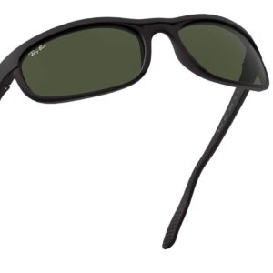 Ray-Ban RB2027 Predator 2 Sunglasses Matte Black w/Crystal Green (W1847) 2027 W1847 62mm Authentic, 62 mm