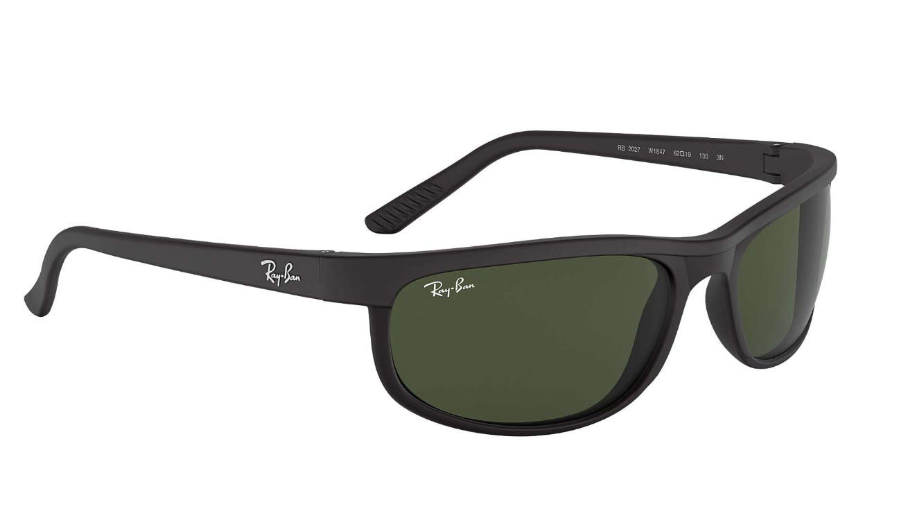 Ray-Ban RB2027 Predator 2 Sunglasses Matte Black w/Crystal Green (W1847) 2027 W1847 62mm Authentic, 62 mm