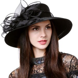 lightweight kentucky church derby dress wedding hat #s052 (s062-black)